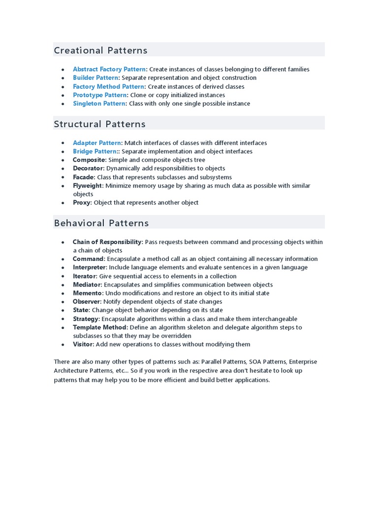 Creational Patterns: Abstract Factory Pattern Builder Pattern Factory ...