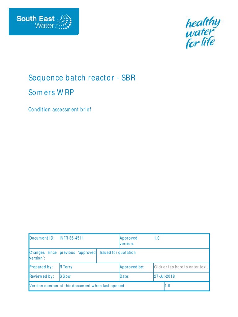 Somers Sequence Batch Reactor (SBR) Condition Assessment Brief | PDF ...