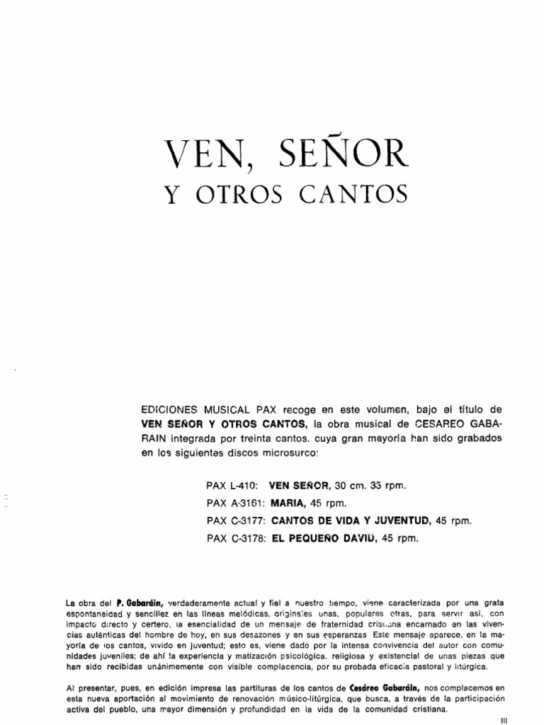 Ven Señor-Y-Otros-Cantos PDF | PDF