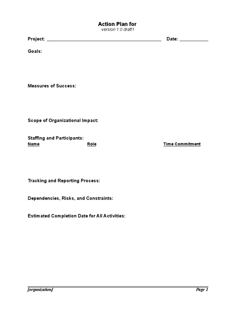 Action Plan For: Project: Date: Goals | PDF | Career & Growth | Computers