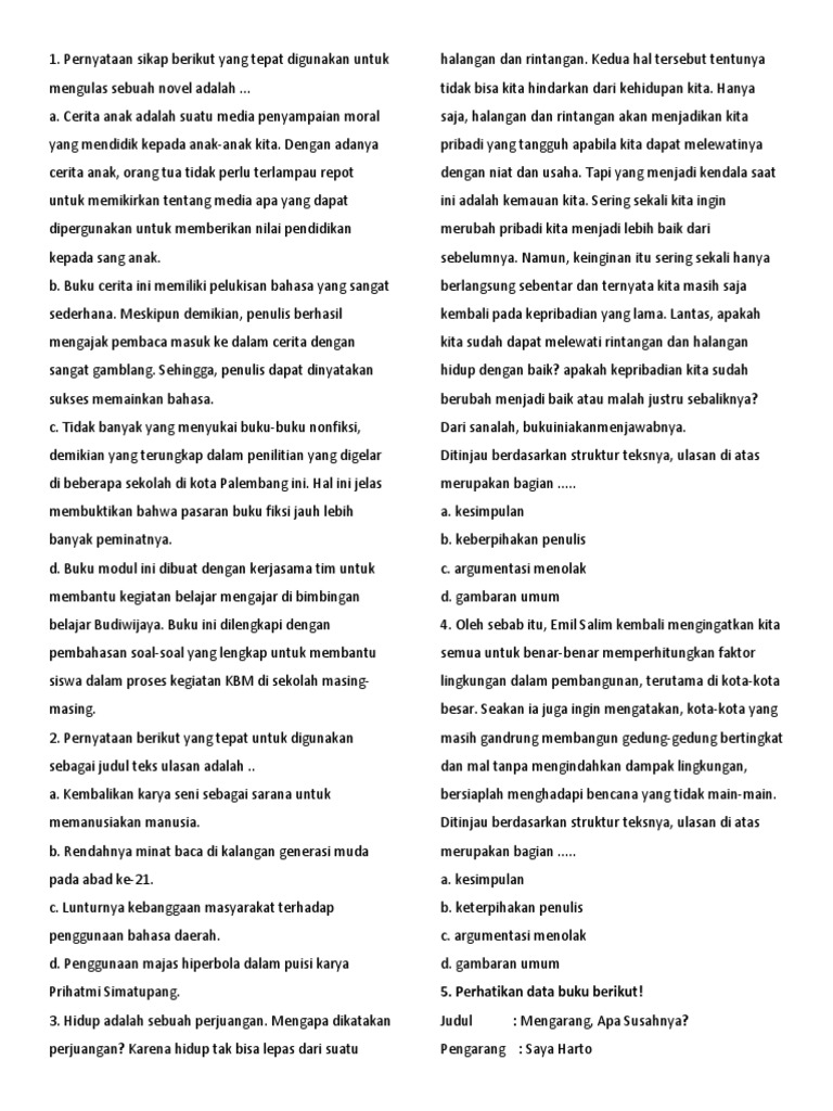 Soal Ukk Bindo Kelas 8 Fix 2018 | PDF