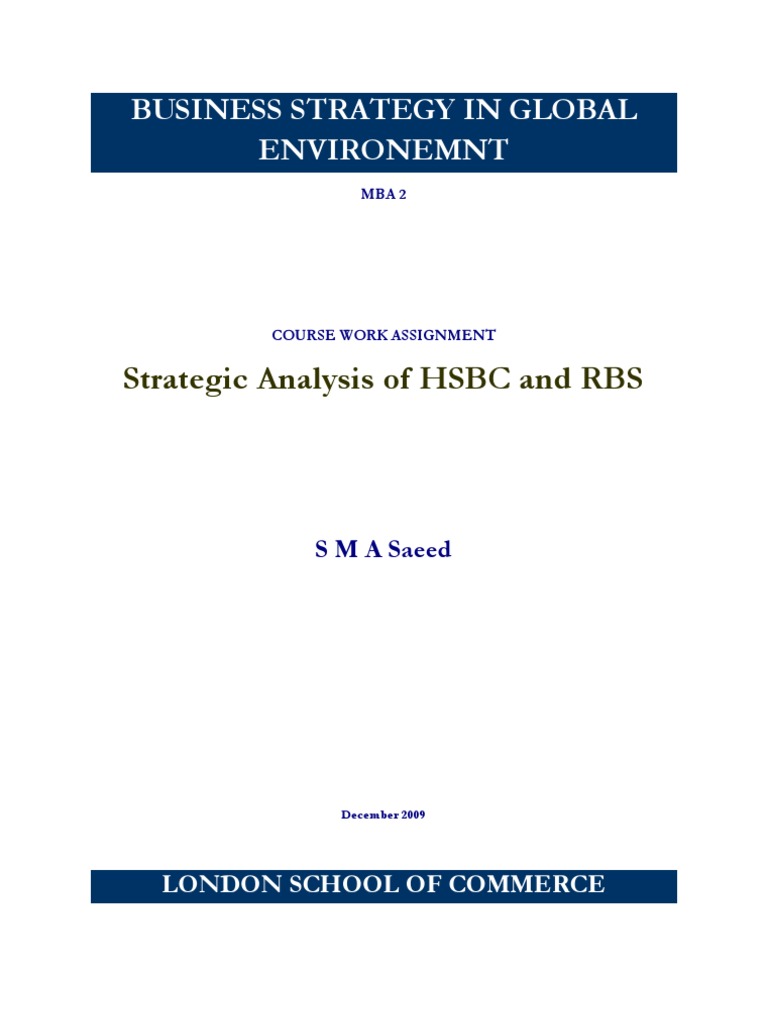 Strategic Anaslysis of HSBC and RBS | PDF | Strategic Management | Swot ...