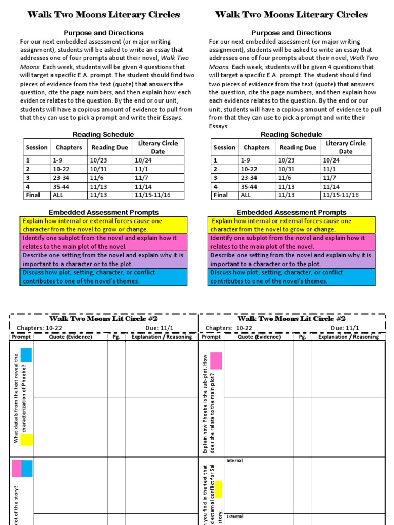 Walk Two Moons Student Guide | PDF | Essays | Question