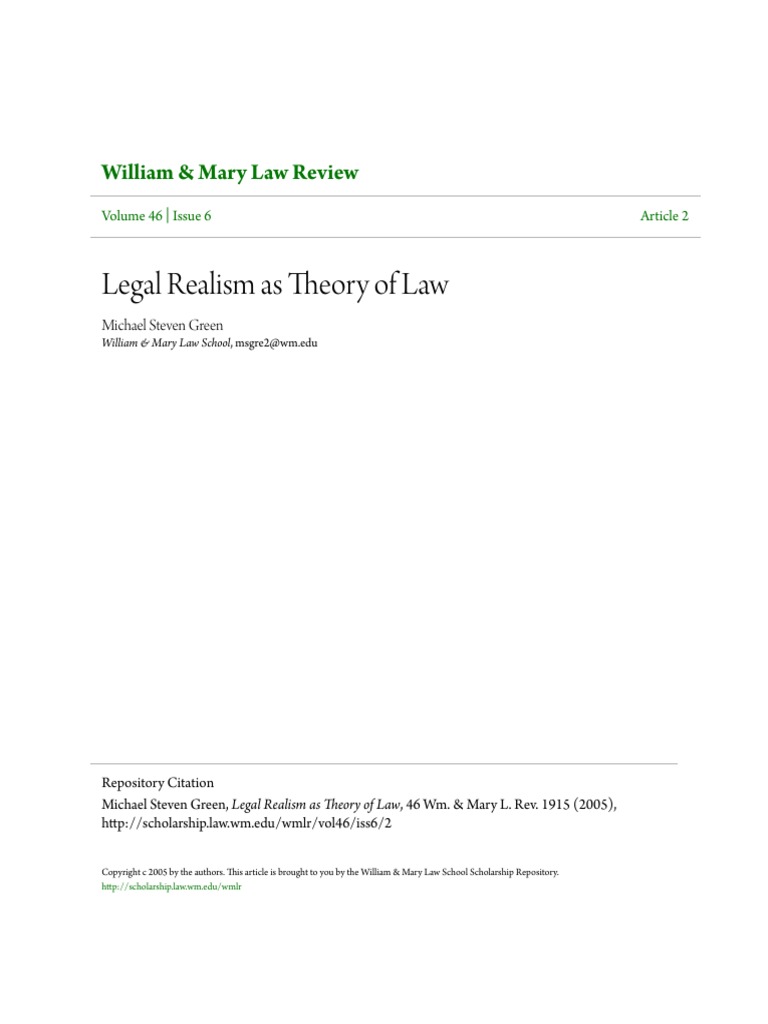 Legal Realism As Theory of Law | PDF | Jurisprudence | Philosophical ...