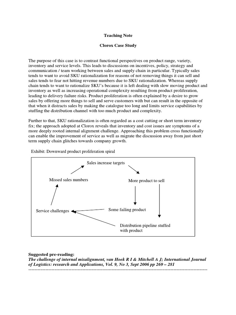 Clo Rex Case Study Teaching Note | PDF | Inventory | Sales