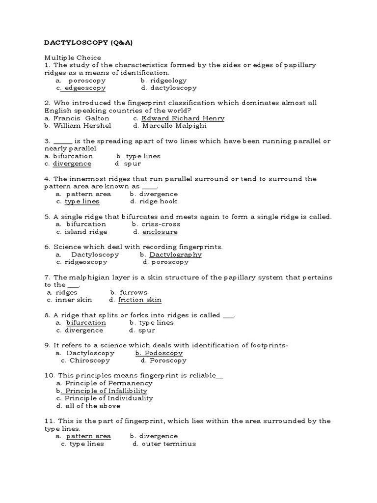 Dactyloscopy (Q&A) | PDF | Fingerprint | Hand