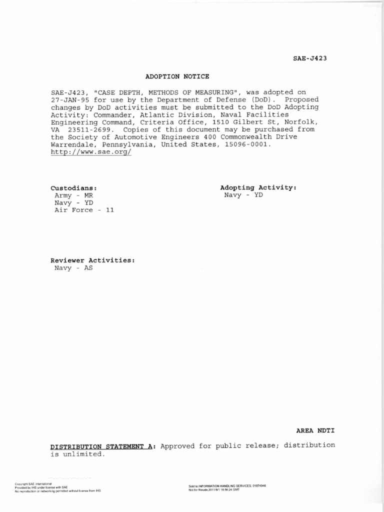SAE-J423: Distribution Statement A | PDF | Annealing (Metallurgy) | Steel