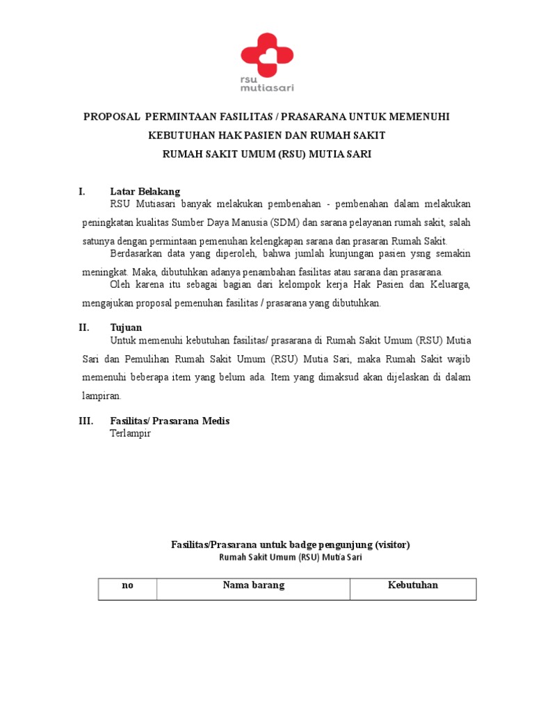 Proposal Permintaan Fasilitas | PDF