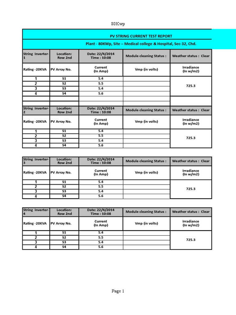 String Current Measurement Format | PDF | Energy Harvesting | Solar Power