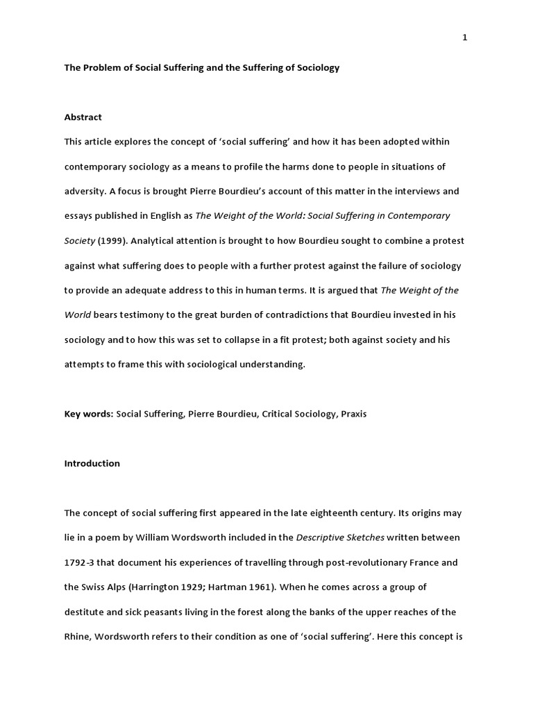 The Problem of Social Suffering and The PDF | PDF | Sociology | Suffering