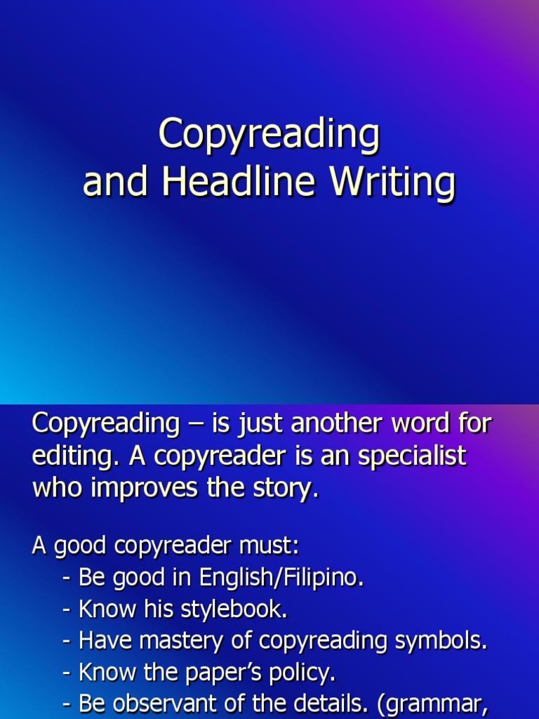 Copy Reading | Download Free PDF | Quotation Mark | Syntax