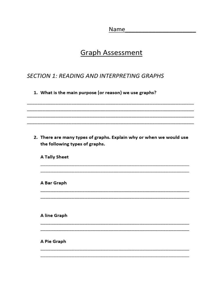 Graph Assessment: Section 1: Reading and Interpreting Graphs | PDF ...