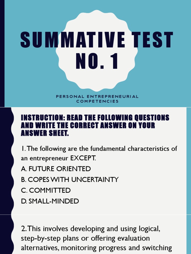 Summative Test | PDF | Entrepreneurship | Cognitive Science