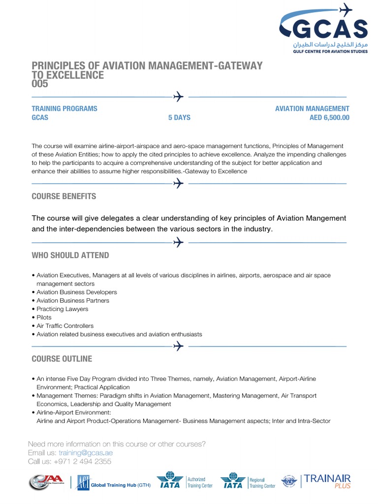 Principles of Aviation Management Gateway To Excellence | PDF