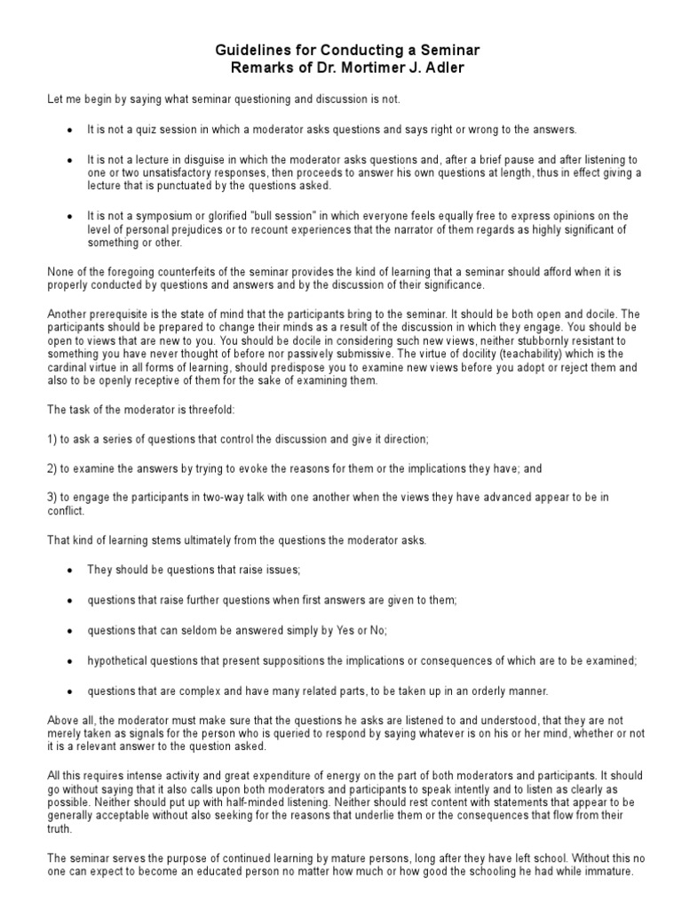 Seminar Conducting Guidelines | PDF | Question