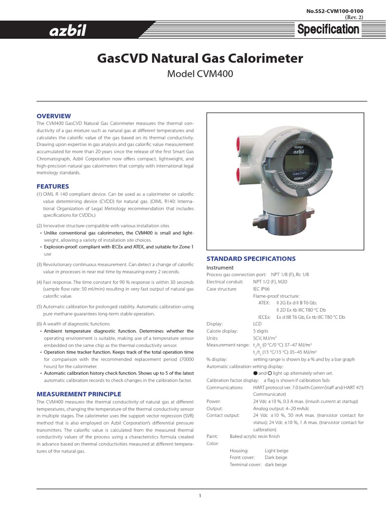 Gas Calorimeter | PDF | Calibration | Gases