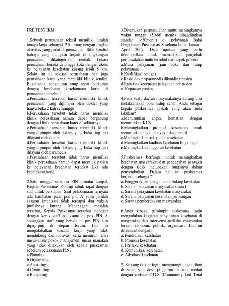 Pre Test Ikm | PDF
