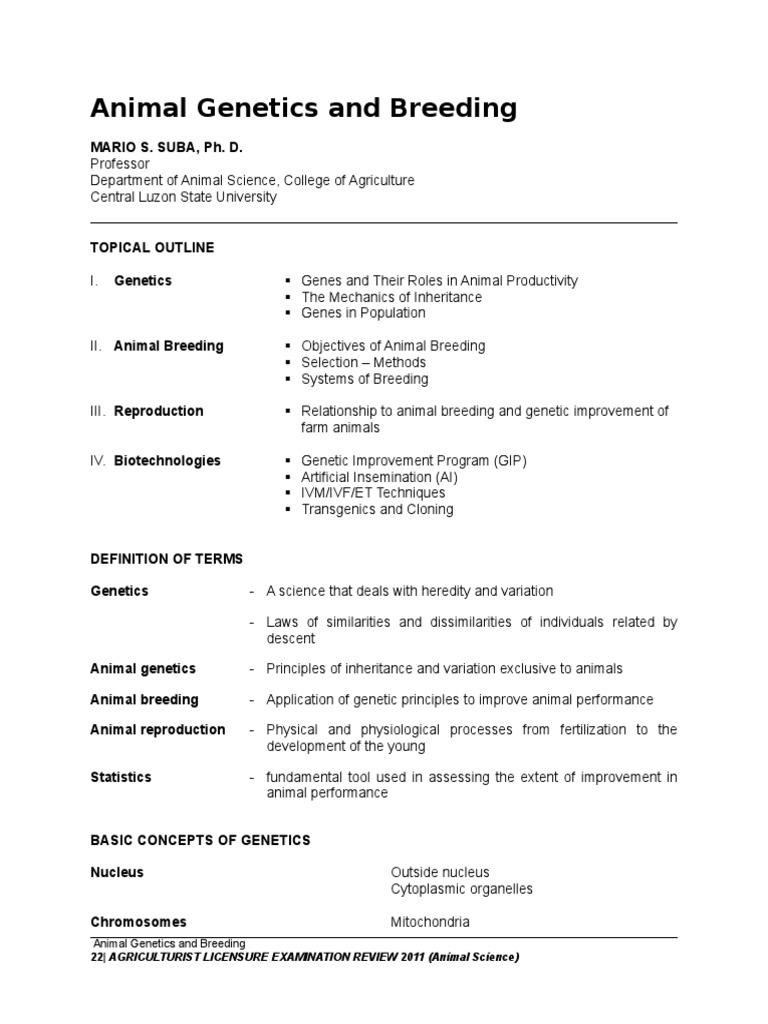 2 Genetics Breeding Dr M S Suba Pdf Genetics Selective