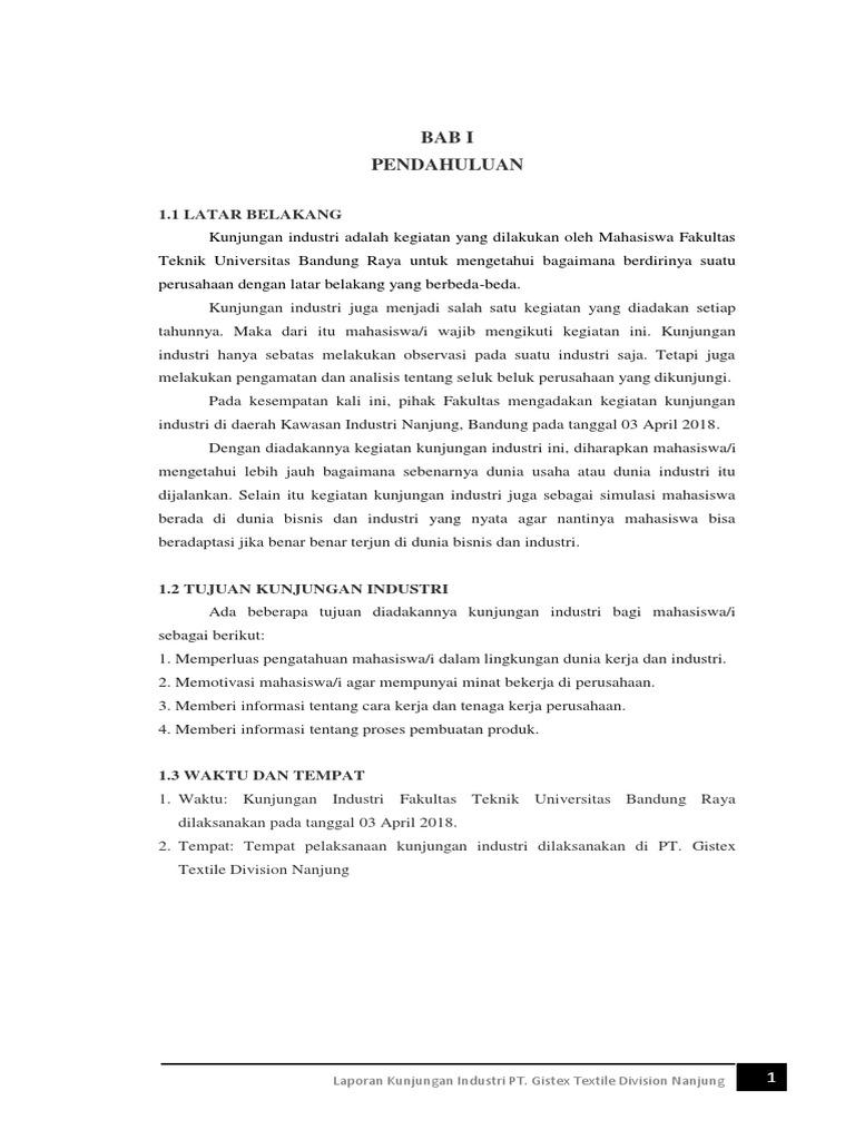 Laporan PT - Gistex Textile Division PDF | PDF