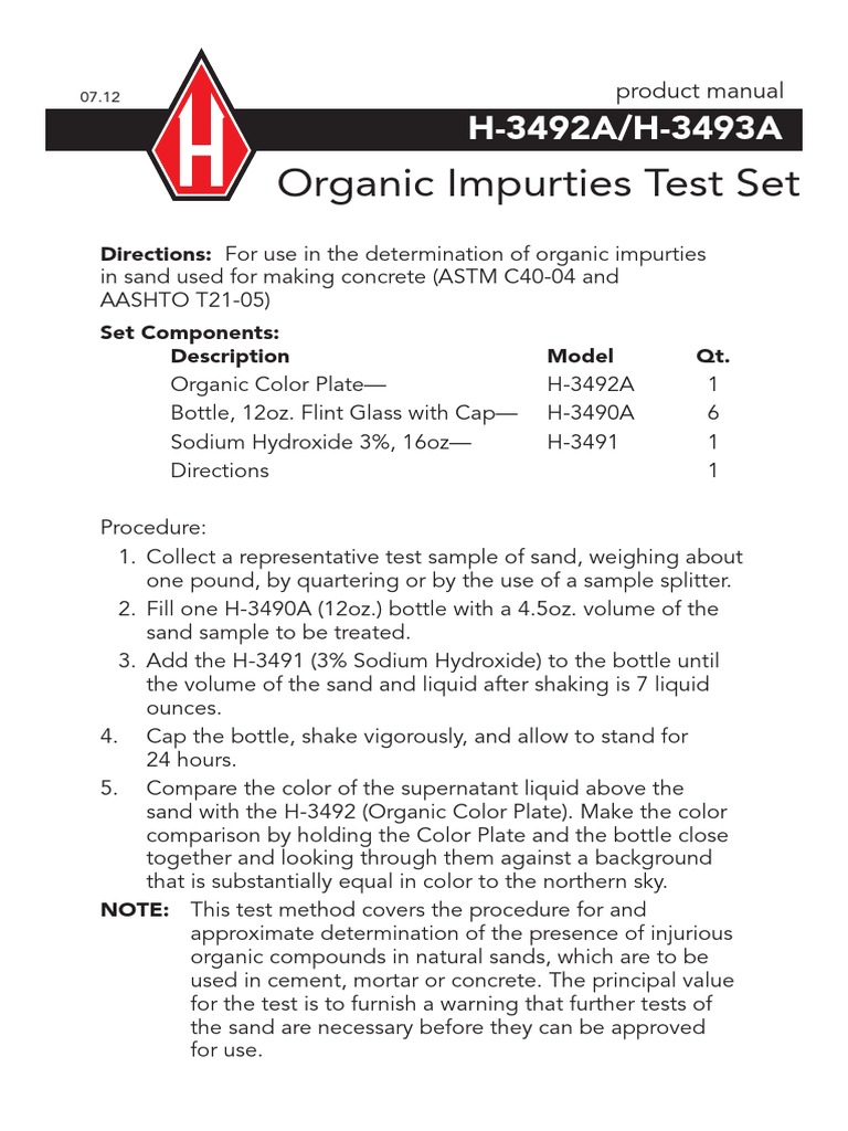 Organic Impurities Test Set Manual | PDF
