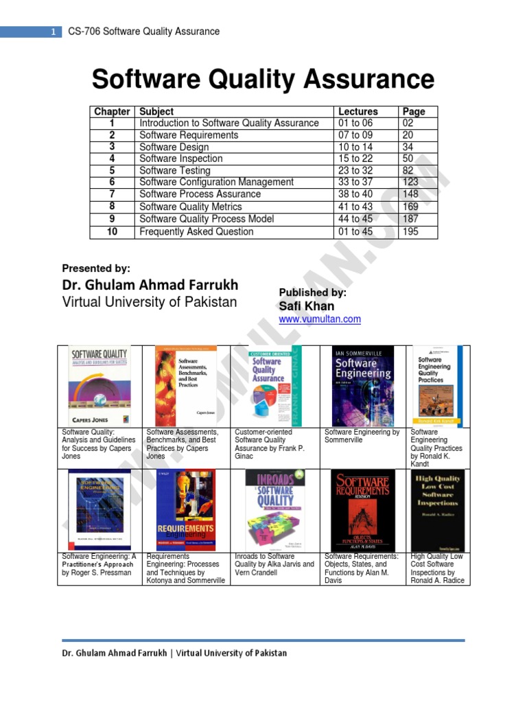 Cs 706 Software Quality Assurance Verion 1 Pdf Software Bug