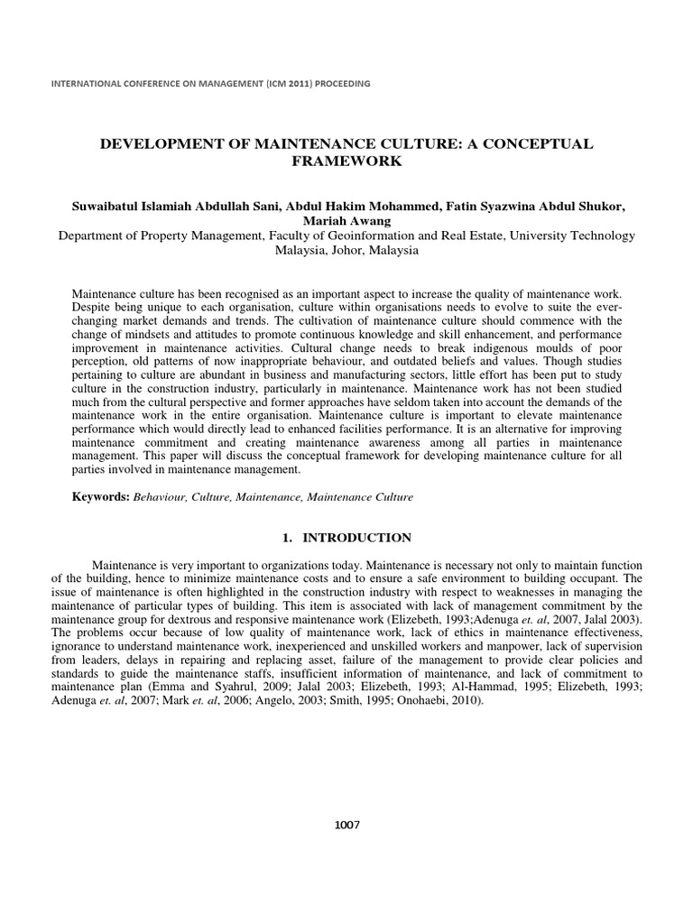 Maintenance Culture | Download Free PDF | Organizational Culture ...