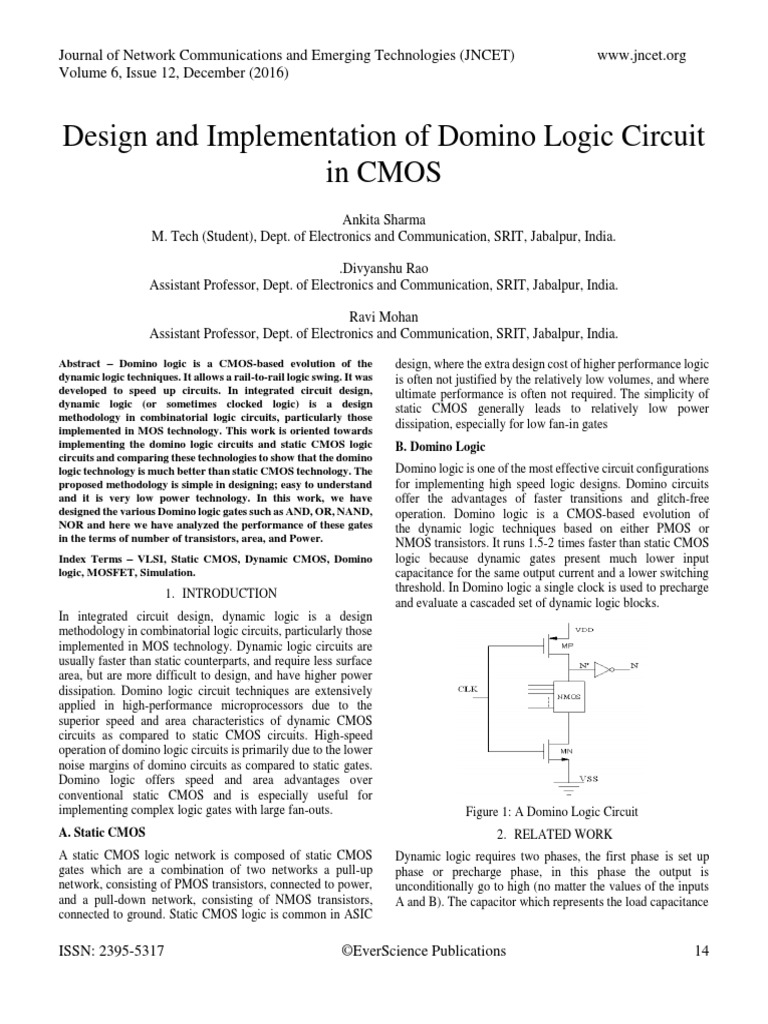 Design and Implementation of Domino Logic Circuit in Cmos | PDF | Cmos ...