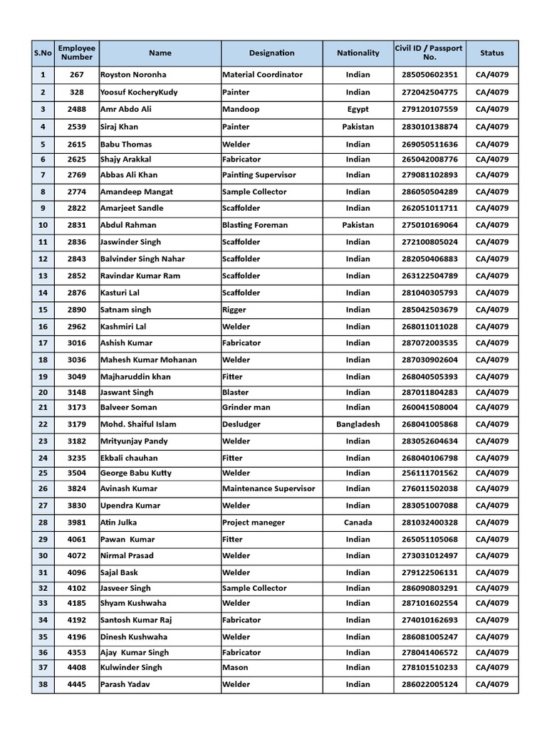 CA4079 Total Manpower | PDF