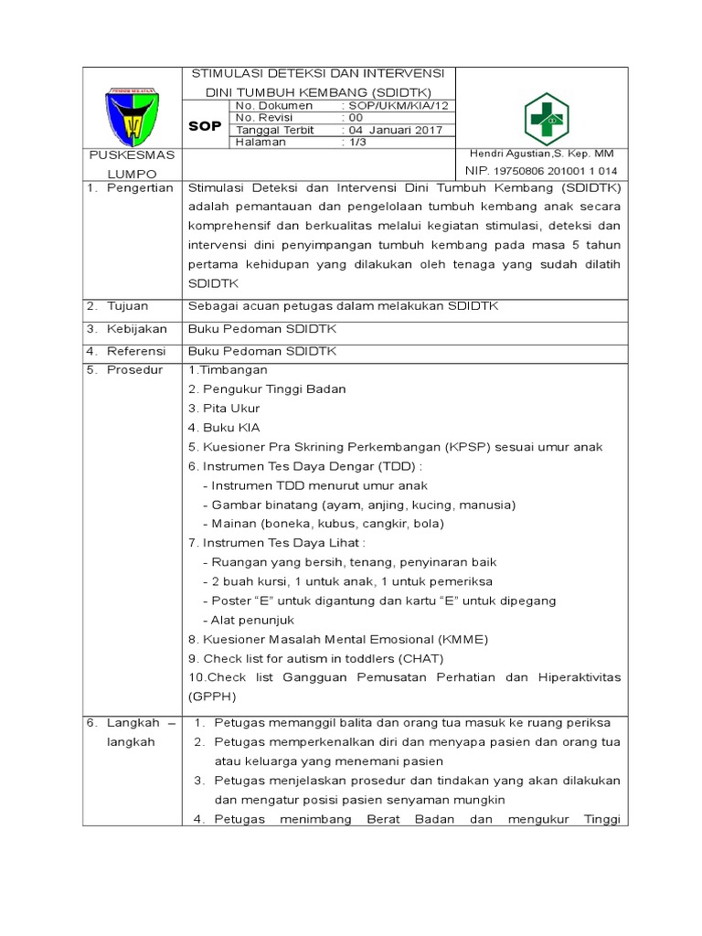Sop Sdidtk | PDF