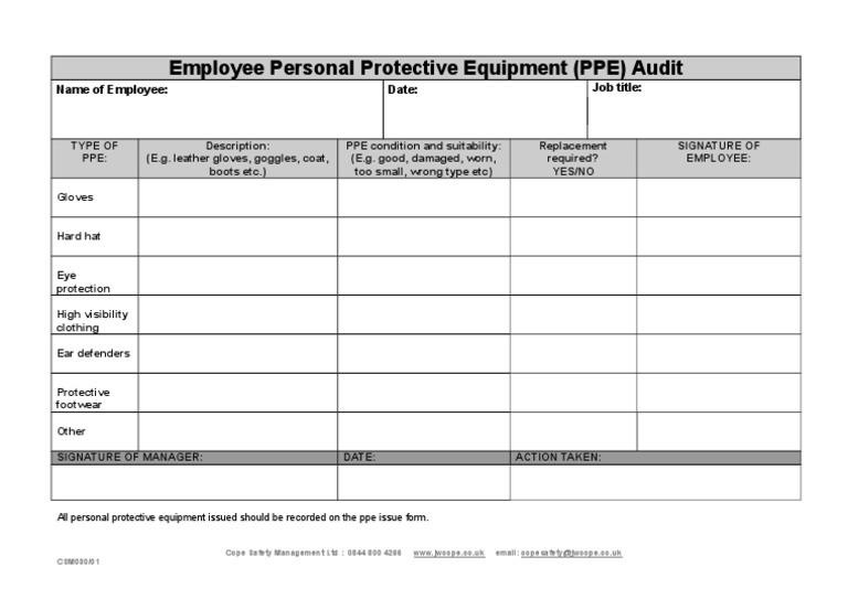 Ppe Audit Sheet