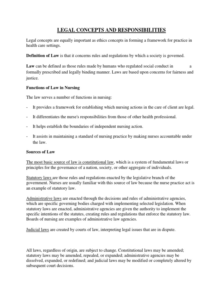 Legal Concepts and Responsibilities | PDF