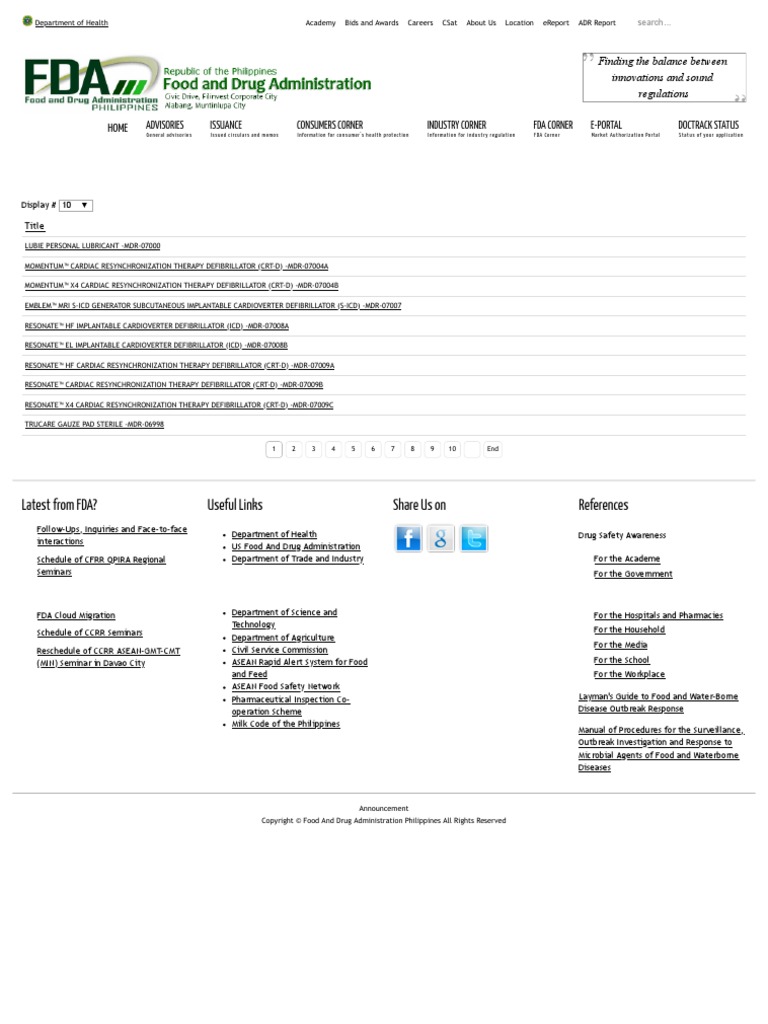 Registered Medical Devices | Download Free PDF | Food And Drug ...