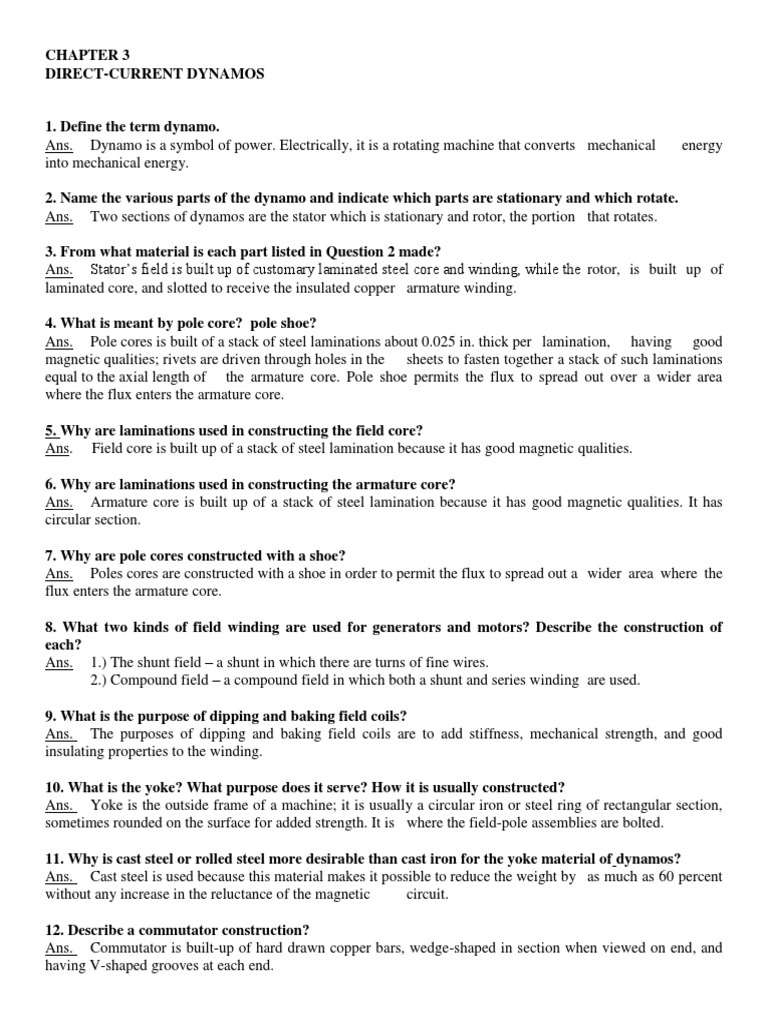 DC Dynamos Explained | PDF | Electric Generator | Magnetic Devices