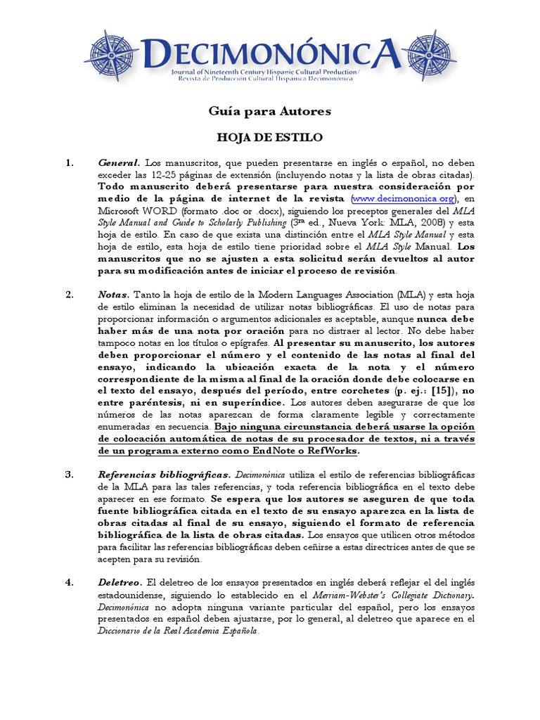 MLA en Español | PDF | Comillas | Lengua española