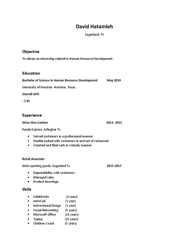 Human Resource Development Resume | PDF