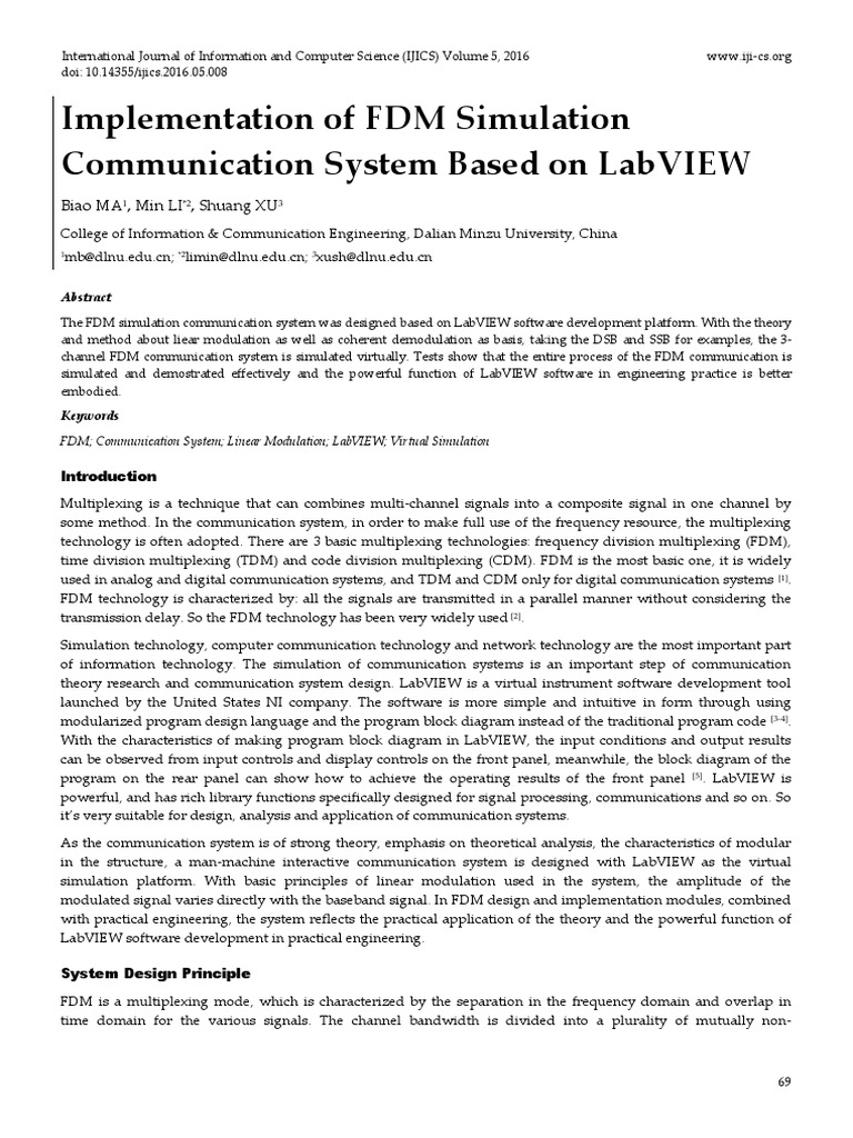 Implementation of FDM Simulation Communication System Based On Labview | PDF | Modulation | Radio