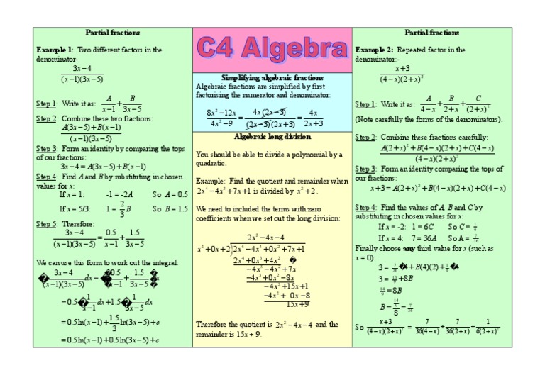 Algebra 20 Revision 20 Sheet | PDF | Fraction (Mathematics) | Factorization