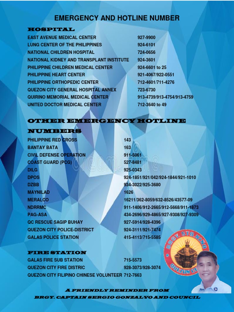 Emergency Hotlines in the Philippines | PDF | Metro Manila | Philippines