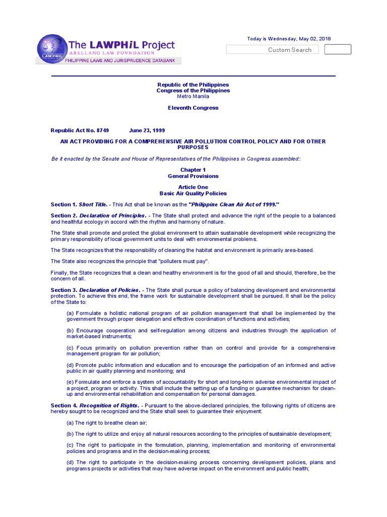 Clean Air Act | PDF | Air Pollution | Emission Standard