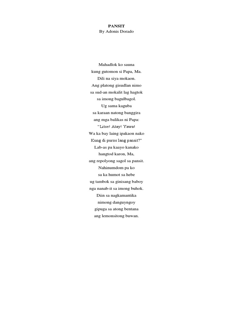 Bisaya Poem- PANSIT