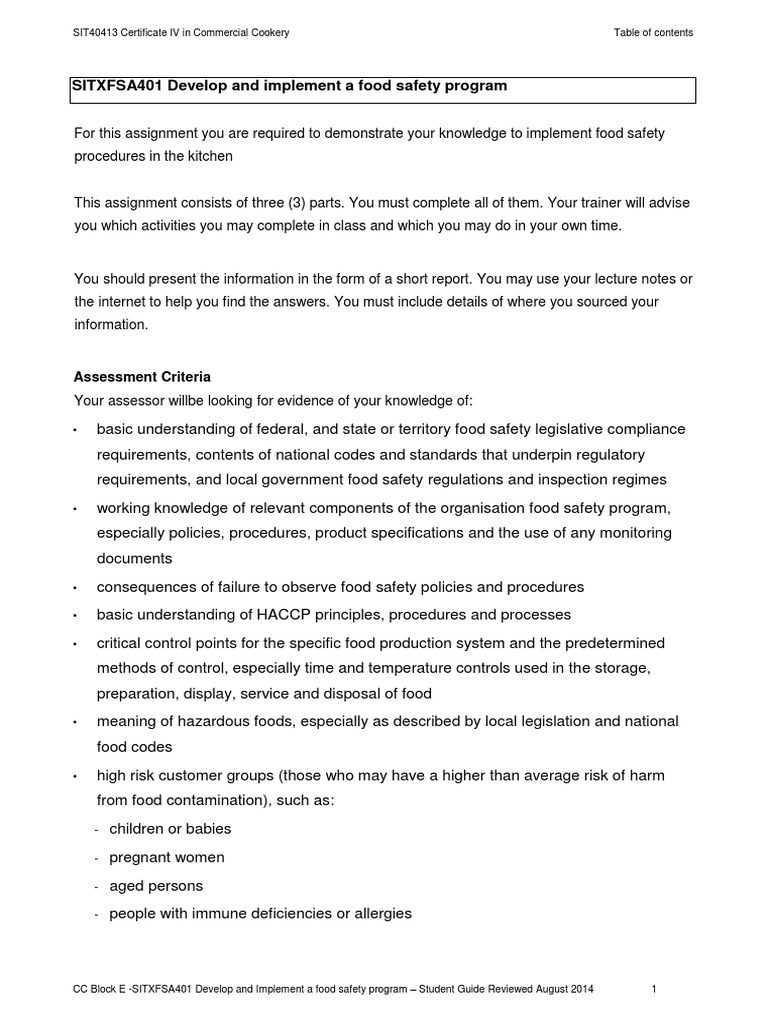 Food Safety Program Guide | PDF | Food Safety | Audit