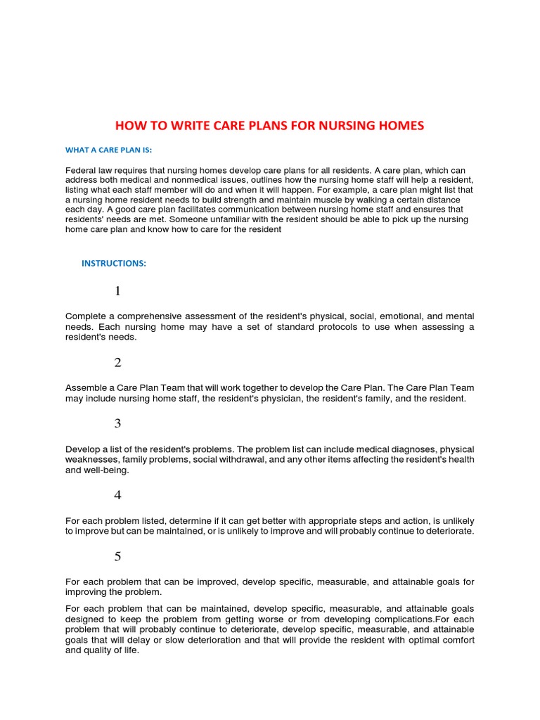 How To Write A Care Plan | PDF | Nursing Home Care | Home Care