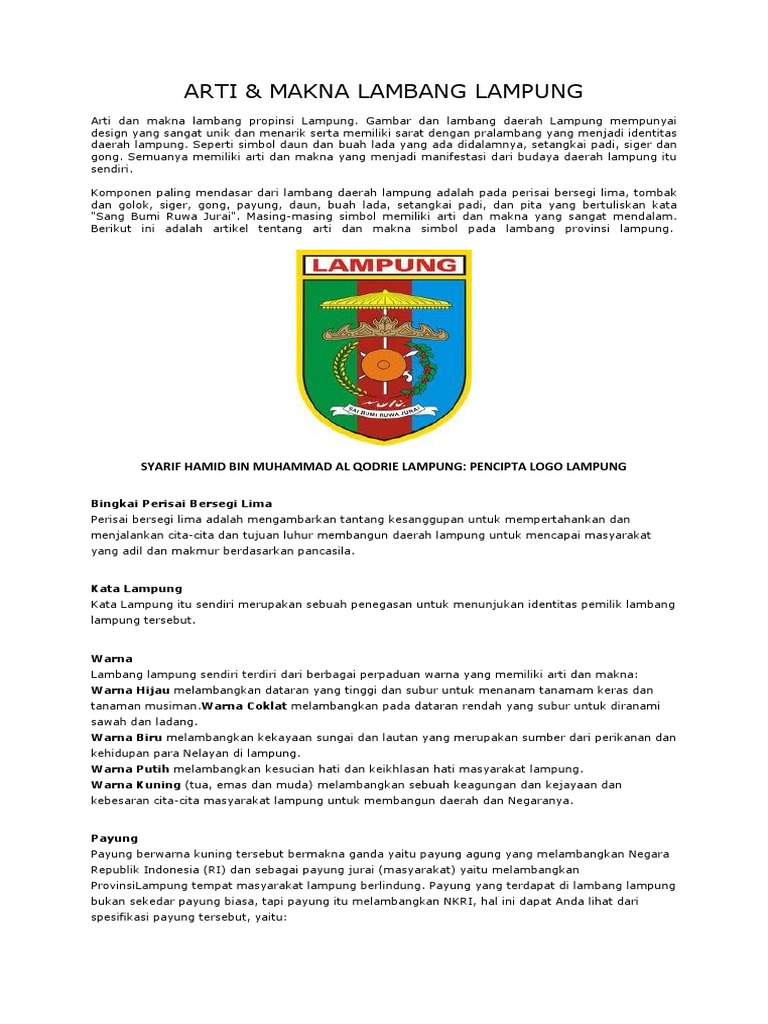 Arti Dan Makna Lambang Lampung | PDF