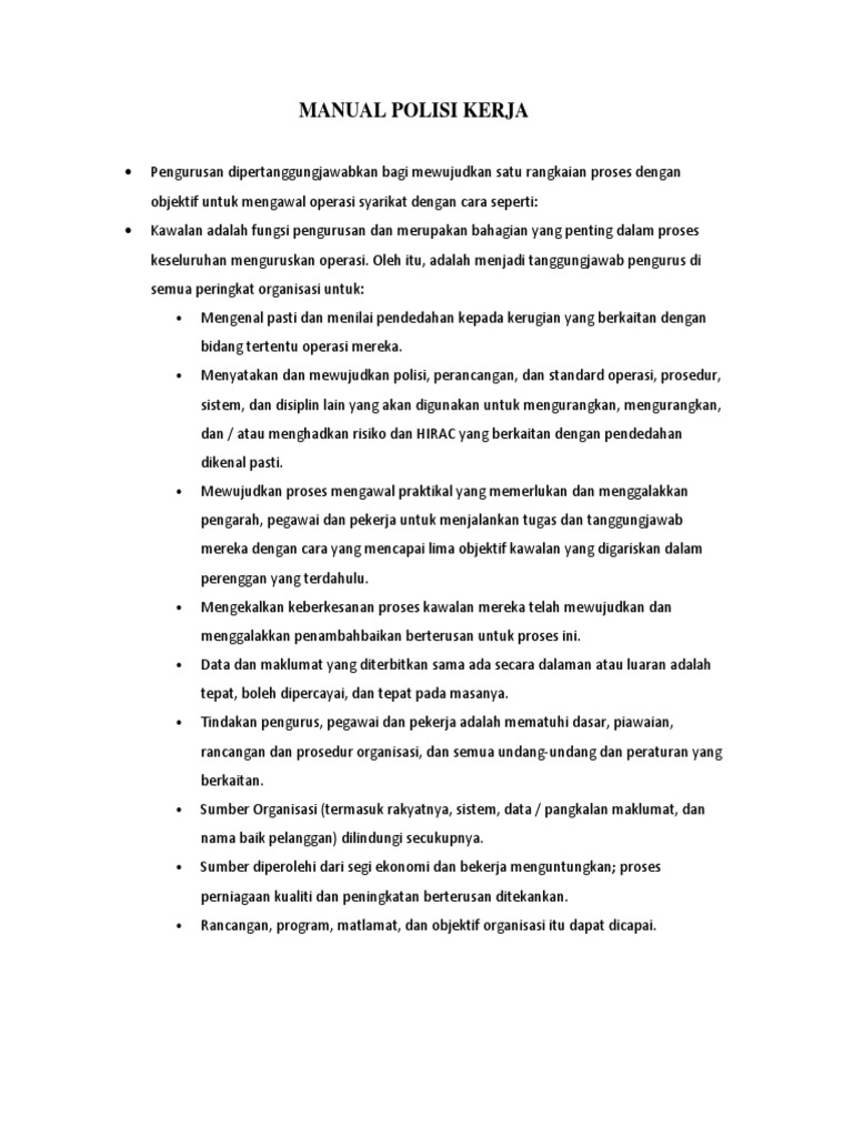 SCORE CIDB - Manual Polisi Syarikat | PDF