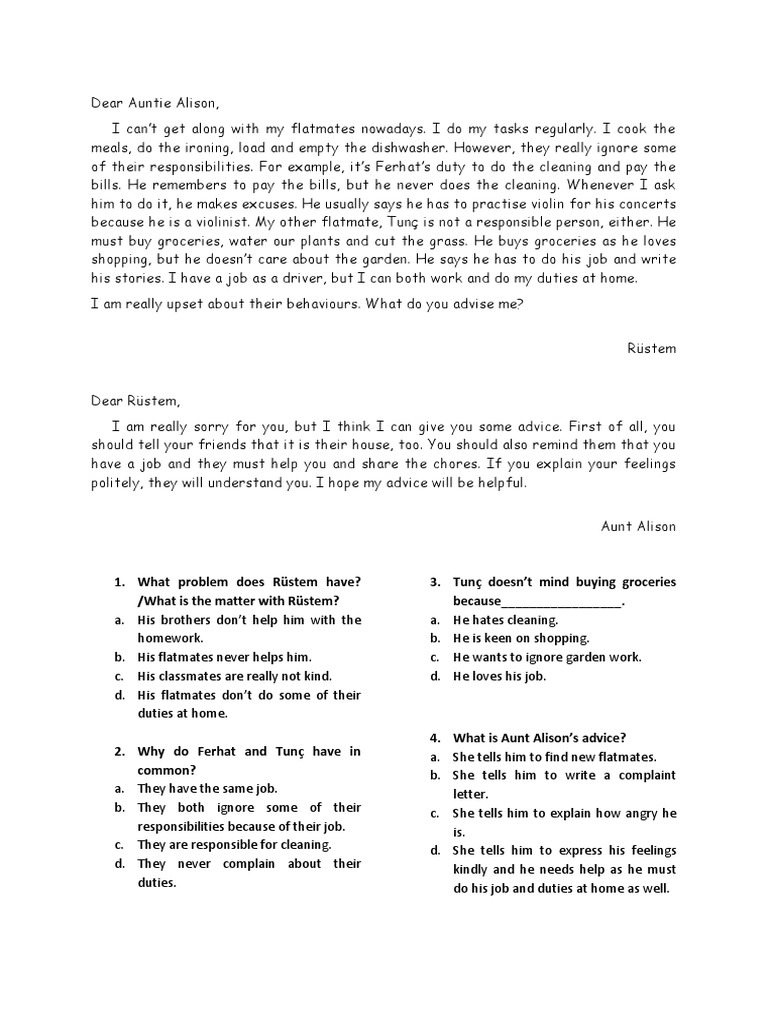 Dear Auntie Alison | PDF | Roommate