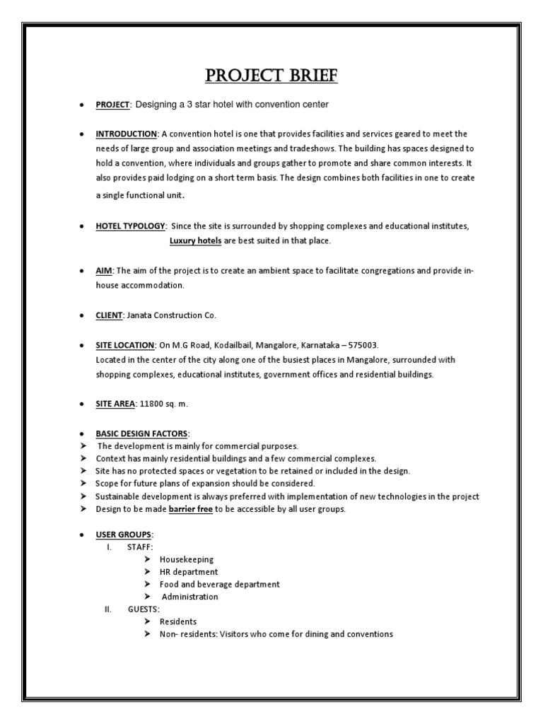 Project Brief Grand Final | Download Free PDF | Hotel | Kitchen