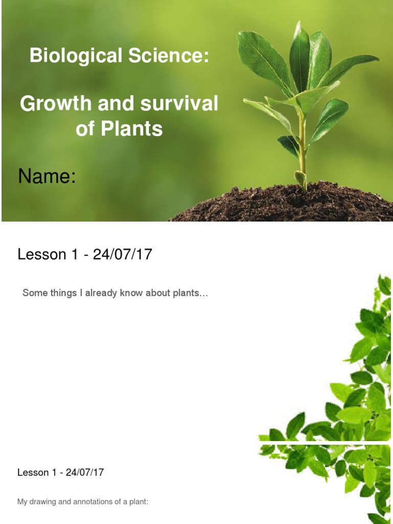 Biological Science - Plant Growth and Survival | PDF | Observation ...