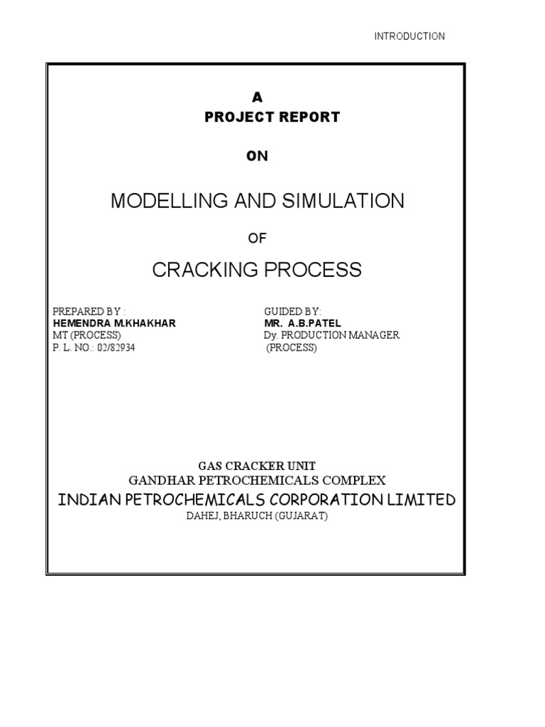 Hemendra Khakhar - Kinetic Modeling of Thermal Cracking | PDF ...