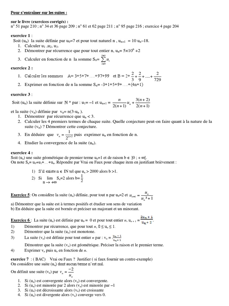 Exercices sur les suites géométriques | PDF | Analyses | Objets ...