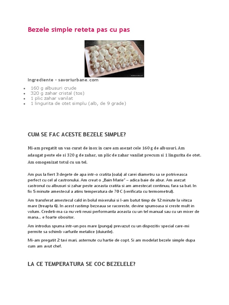 Bezele Simple Reteta Pas Cu Pas - Minipavlova | PDF